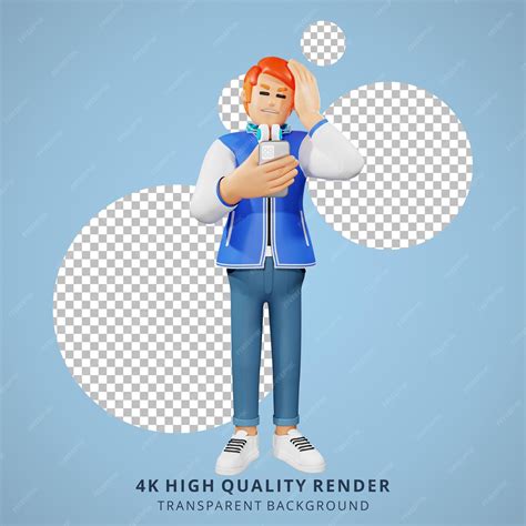 Premium Psd Red Hair Young People Dizzy 3d Character Illustration