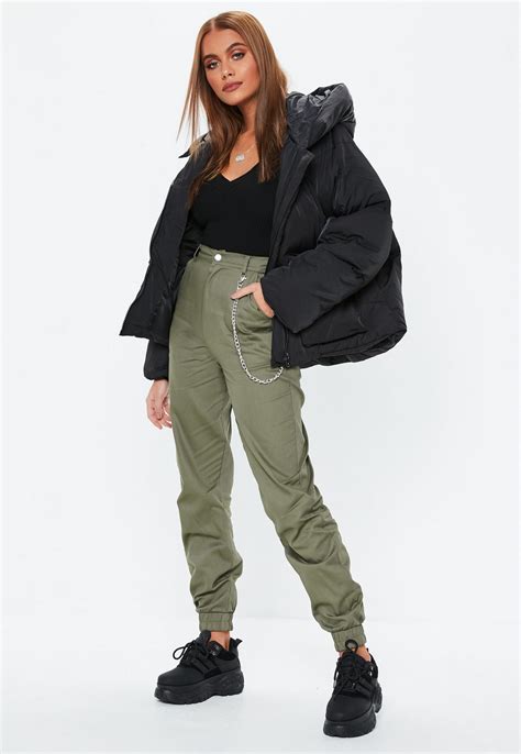 Khaki Chain Cargo Trousers Missguided Australia Cargo Pants Women