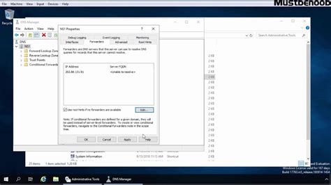 lab guide 48 configuring dns forwarders in windows server
