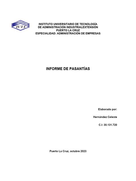 Primera Parte Del Informe De Pasantias Corregido Pdf Aprendizaje