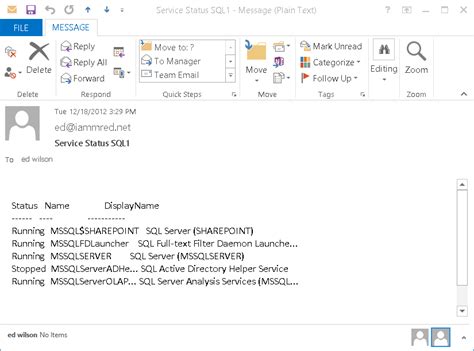 send an email message with service status via powershell