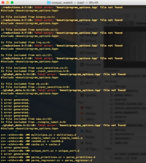 c trouble installing vowpal wabbit accessing boost program options