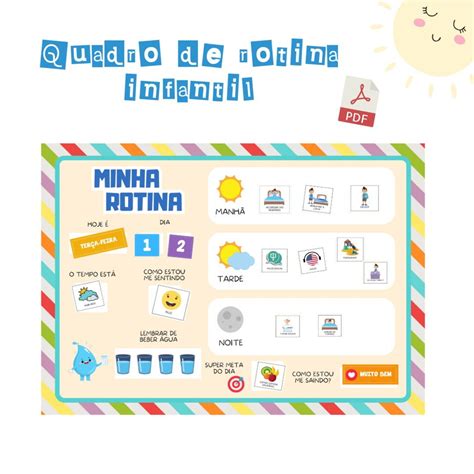 Quadro Rotina Infantil Digital Pdf Elo7 Produtos Especiais