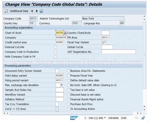 global parameters for company code in sap s 4 hana sap tutorial