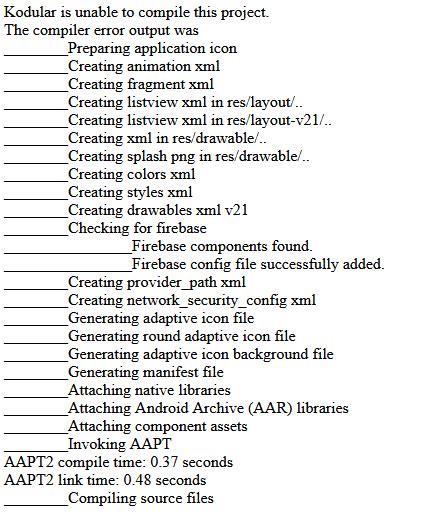 compile apk at kodular stuck at compiling source files discuss