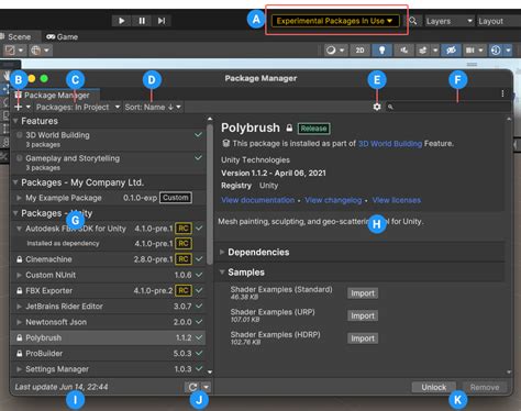 unity manual package manager window