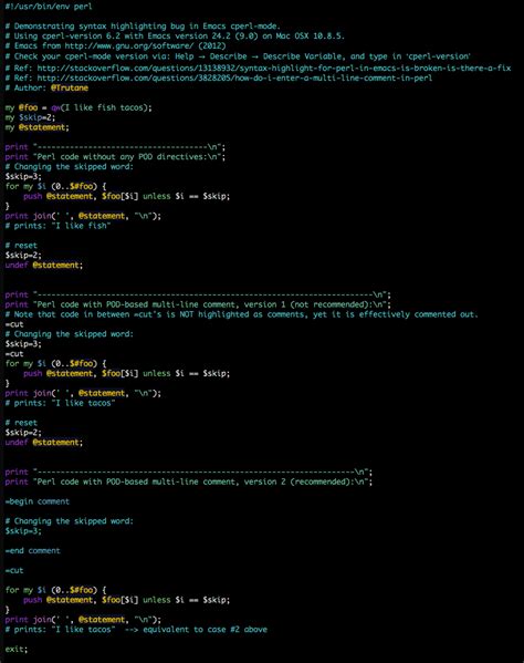 syntax highlight for perl in emacs is broken is there a fix stack