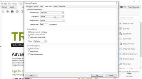 initial view settings for pdfs in acrobat instructions