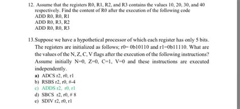 solved assume that the registers r0 r1 r2 and r3 contains