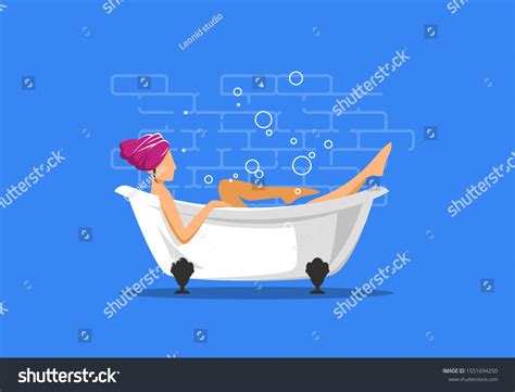 Vector Illustration Girl Taking Bath Stock Vector Royalty Free 1551694250