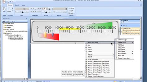 sql report builder 3 0 gauges in ssrs 2008 r2 youtube