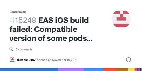 eas ios build failed compatible version of some pods could not be