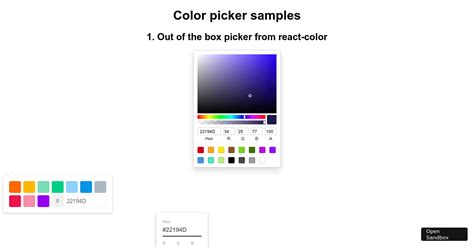 custom color picker using react color forked codesandbox