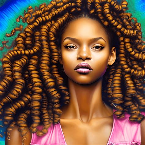 Beautiful Curly Haired African American Girl 3d Graphic · Creative Fabrica