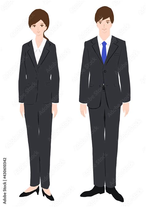 きっちりしたスーツ姿の若い男女のイラスト Stock イラスト Adobe Stock