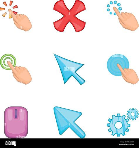 mouse pointer icons set cartoon style stock vector image and art alamy