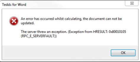 an error has occurred whilst calculating the document can not be