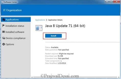 how to deploy java using configuration manager sccm