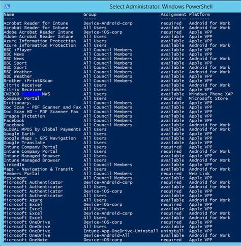 intune powershell report of all apps and their assignment properties