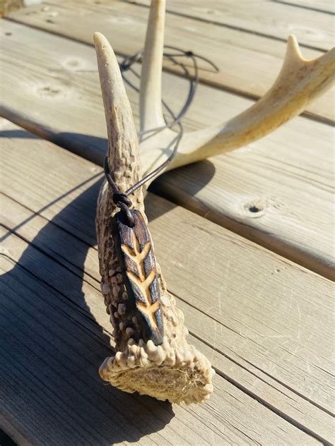 Real Deer Antler Necklace Antler Pendant Antler Tip Carved Etsy