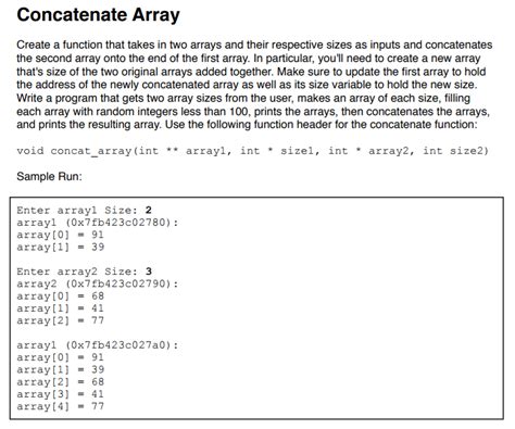 solved concatenate array create a function that takes in two
