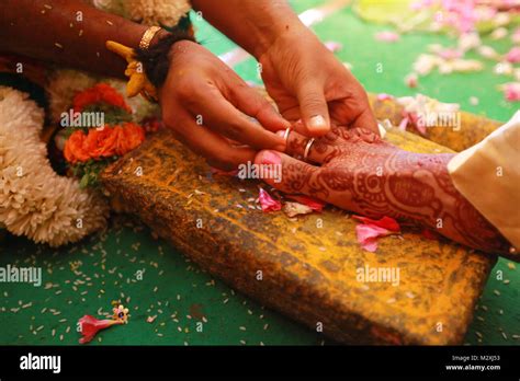Colorful Lighting On Flare On South Indian Wedding Rituals Of Bride And