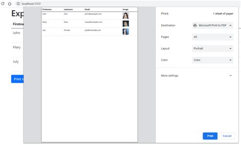 react 17 generate pdf from html page example react to