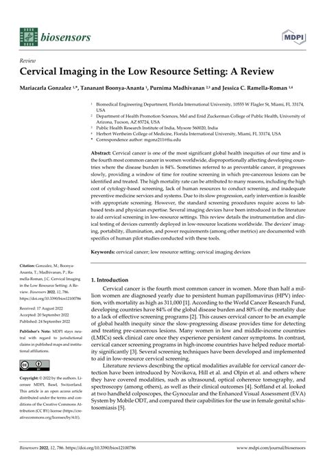 Pdf Cervical Imaging In The Low Resource Setting A Review
