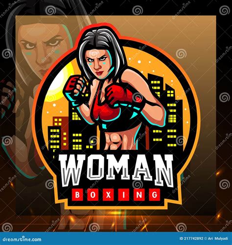 Woman Boxing Mascot Esport Logo Design Stock Vector Illustration Of
