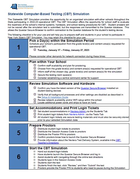 Statewide Cbt Simulation Checklist Computer Based Testing