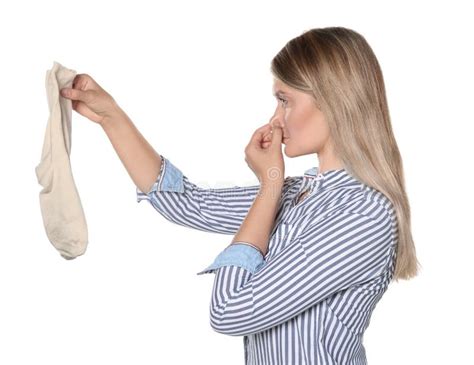 Woman Feeling Bad Smell Stock Image Girl Feeling Discomfort Because Of