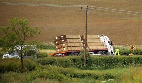 Lorry Crashes Off Road At Sharp Bend Accident Blackspot Near Shepton