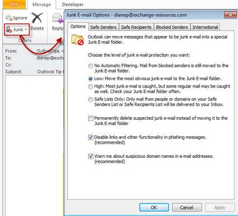 why is spam not going to junk folder in outlook 2016 mazyour