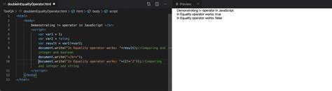 equality operator vs inequality operator in javascript