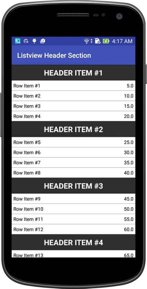 listview with section header in android b4x programming