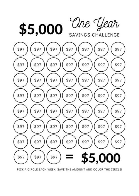 Save 5 000 Dollars In One Year Money Saving Challenge 5k 5 000 Dollar