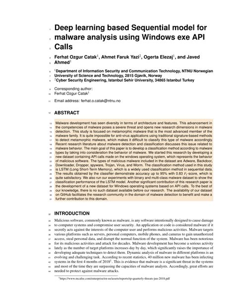 pdf deep learning based sequential model for malware analysis using