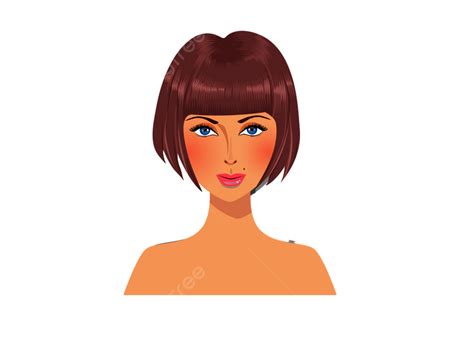 Brown Hairstyle Vector Art Png Beautiful Brown Haired Girl With Blue