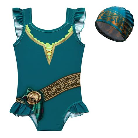 Girls Merida Princess Swimsuit One Piece Bathing Suit Swimwear