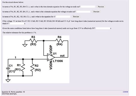 solved for the circuit shown below in terms of vo r1 r2