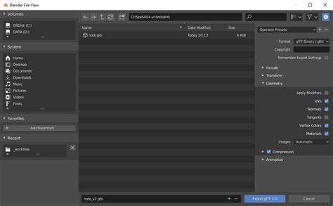 how to export and compress a gltf file with draco d using blender my