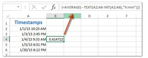 how to average timestamps of day in excel