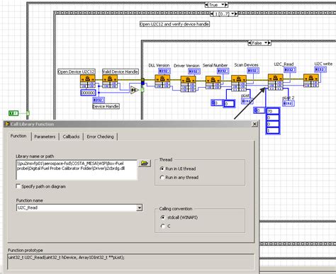 call library function in labview 6i using a usb interface to u2c 12 usb