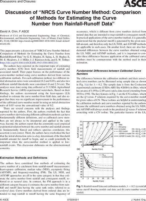 Discussion Of “nrcs Curve Number Method Comparison Of Methods For