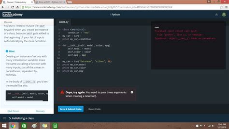 initializing a class in lesson classes python codecademy forums