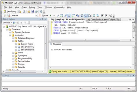 sql server is null operator javatpoint