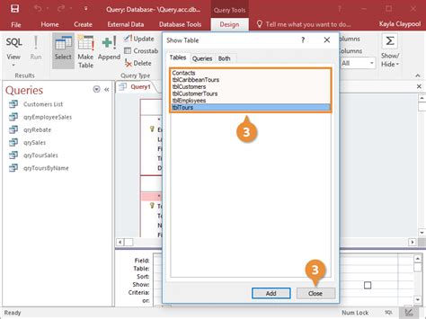 create a multiple table query customguide