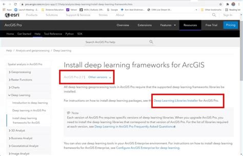 arcgis pro deep learning framework installation information a click