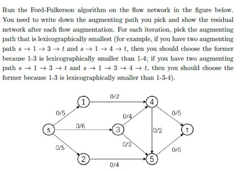 solved run the ford fulkerson algorithm on the flow network