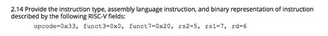 solved 2 14 provide the instruction type assembly langua